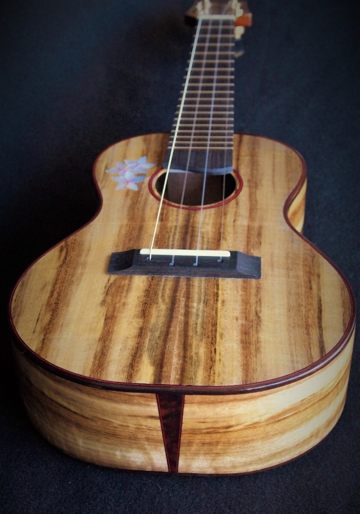 Plumeria Flowers Inlay on a new Concert Ukulele - Kimo Ukulele